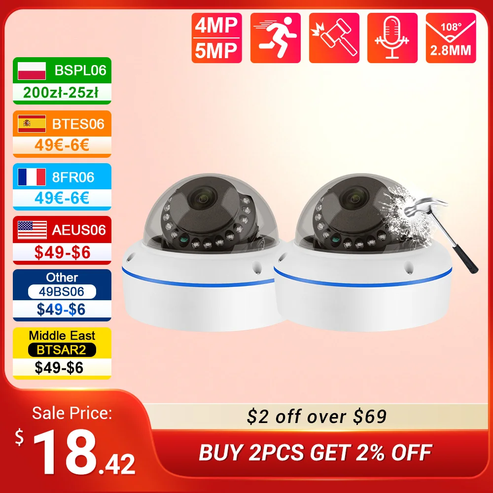 MISECU-HD-5MP-4MP-H-265-Surveillance-IP-POE-Camera-Microphone-Dome ...