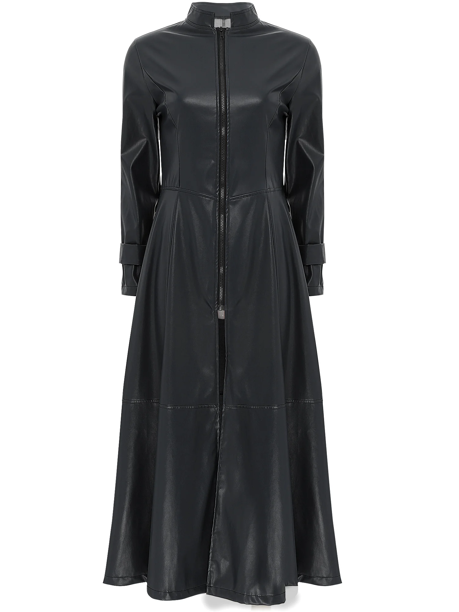 Cool-Matrix-Costume-Women-Men-Leather-Jacket-Stand-up-Collar-Trench ...