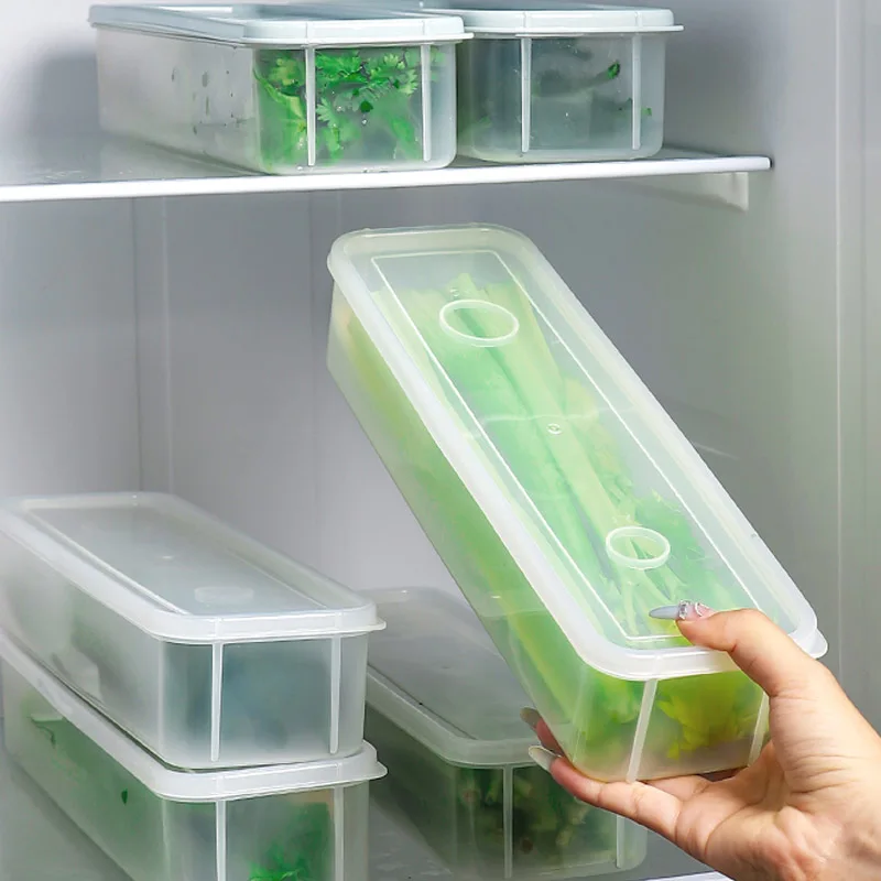 2PCS Fresh Box Refrigerator Storage Boxes Scallions Food Container ...