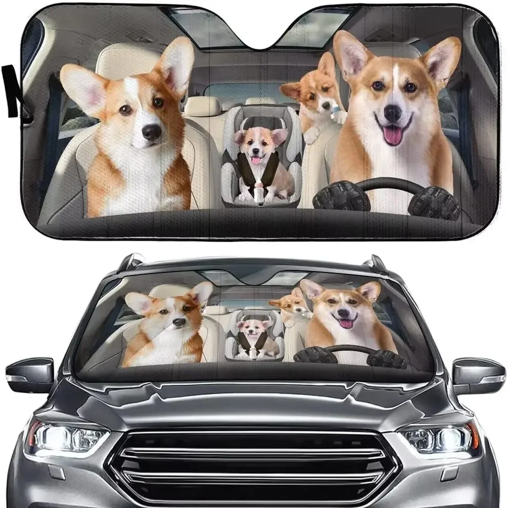Cute-Corgi-Dog-Car-Windshield-Sun-Shade-Corgi-Driving-Front-Window ...
