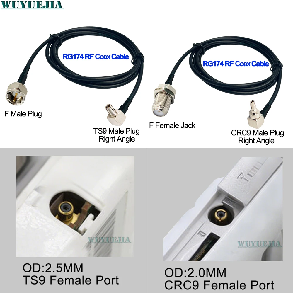10cm~10Meters F Female Jack to TS9 / CRC9 Male Plug Connector 50ohm RG ...