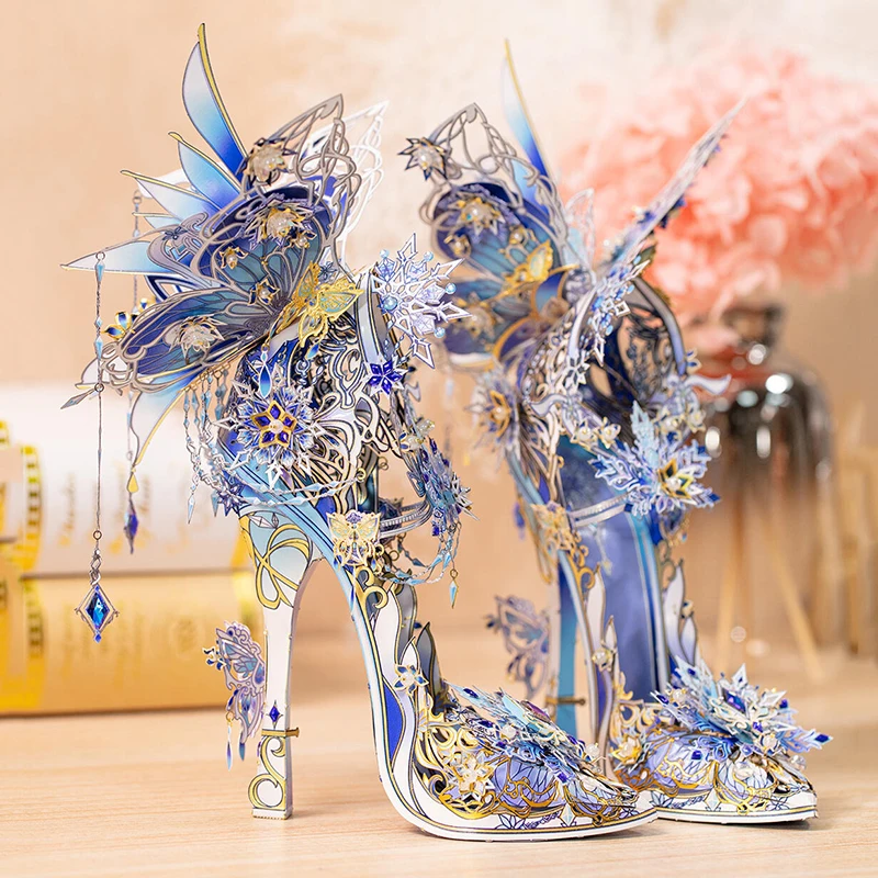 DIY 3D Metal Puzzle Crystal Shoes High Heel Miniature Model Kits ...