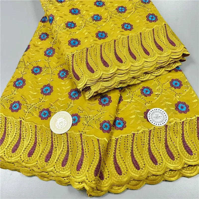 5-Yard-Swiss-Fabric-Latest-Heavy-Beaded-Embroidery-African-100-Cotton ...