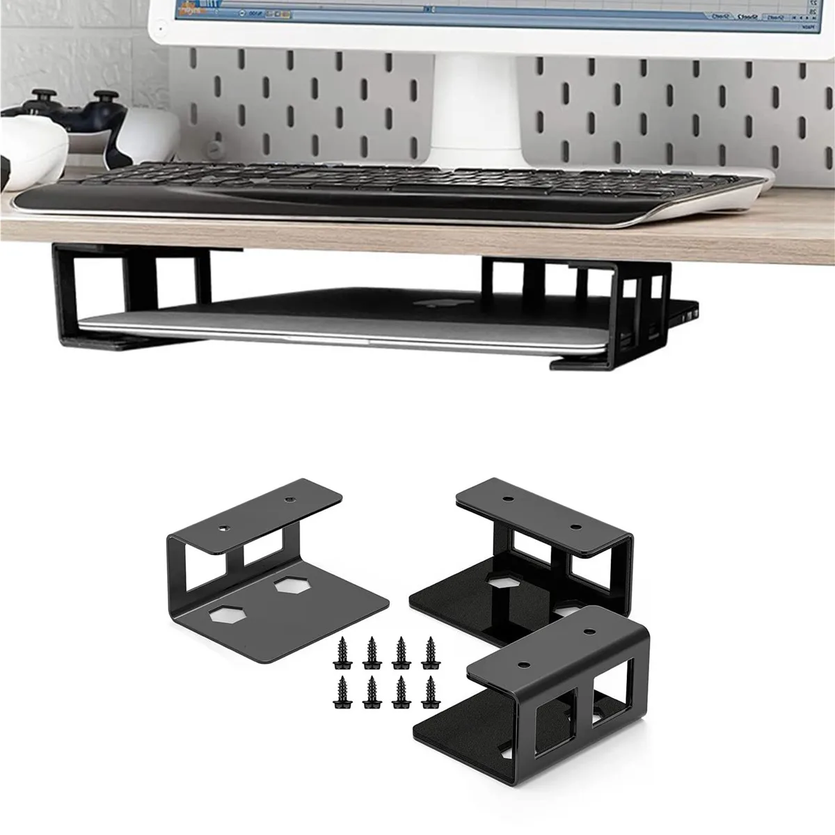 Laptop Stand Holder Under Desk Shelf Metal Rack Tablet Keyboard ...