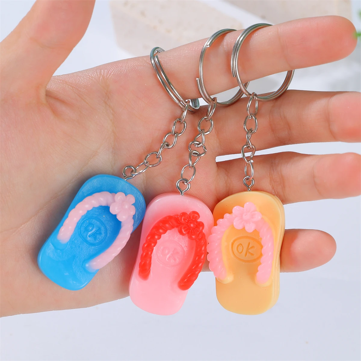 Color-Resin-Flip-Flop-Keychain-Sandal-Beach-Slipper-Keychain-for ...