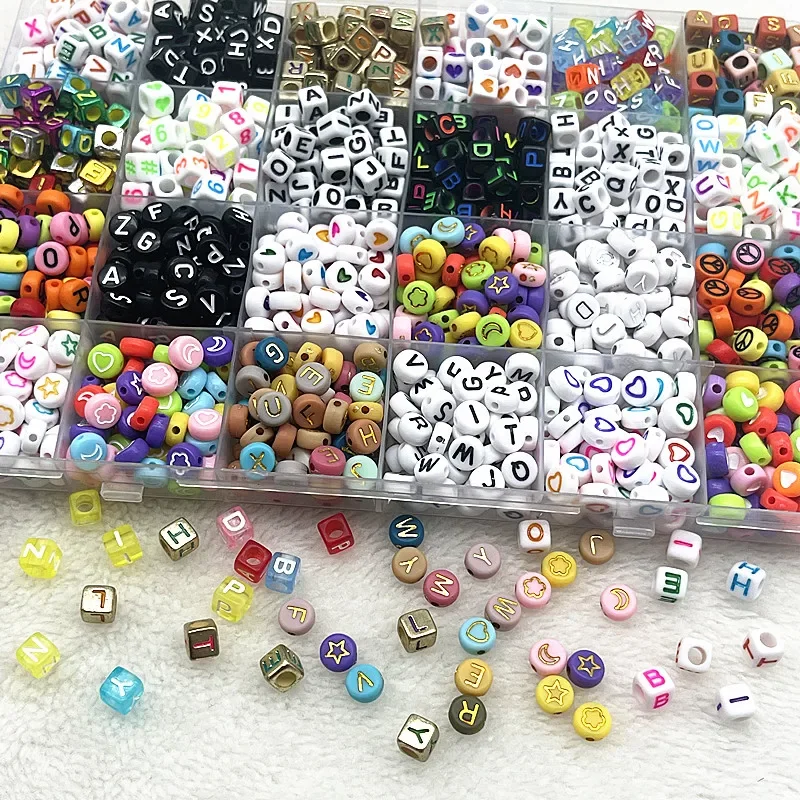 100pcs-7x4mm 6x6mm Mixed Alphabet Letter Beads Charms Beads for Making ...