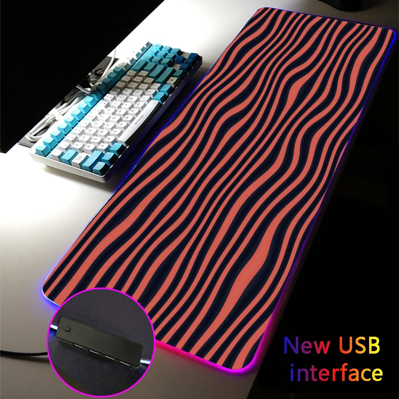Wavy Texture Rgb Mouse Pad Backlight Multiple Interfaces Desk Mats ...