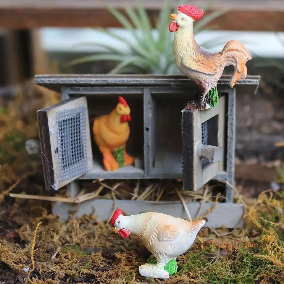 Miniature Farm Animals Figurines Resin Set Animal Figures Chicken ...