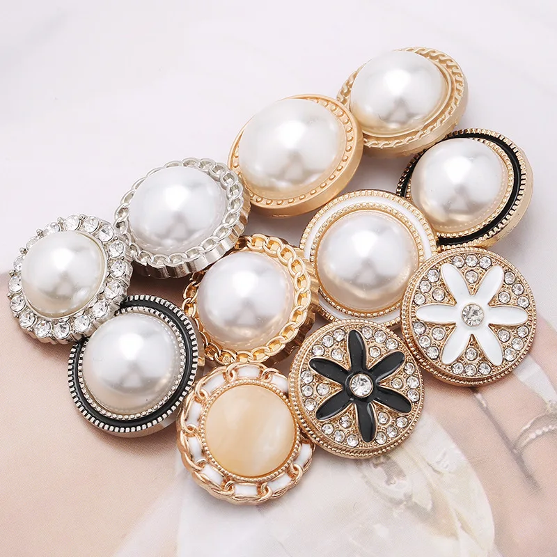 10-Pieces-Fashionable-Buttons-Beautiful-Pearl-High-Quality-Gold-Color ...