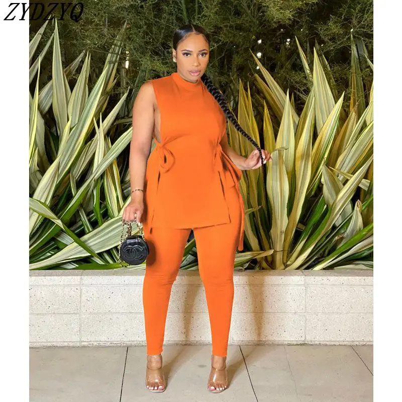 ZYDZYQ Conjunto de dos piezas para mujer, Tops sin mangas con abertura ...