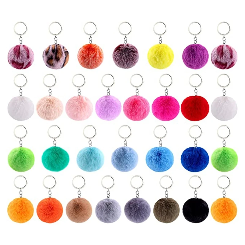 30Pieces-Pom-Keychains-Set-with-Fluffy-Faux-Fur-Pompom-Tassels-and ...