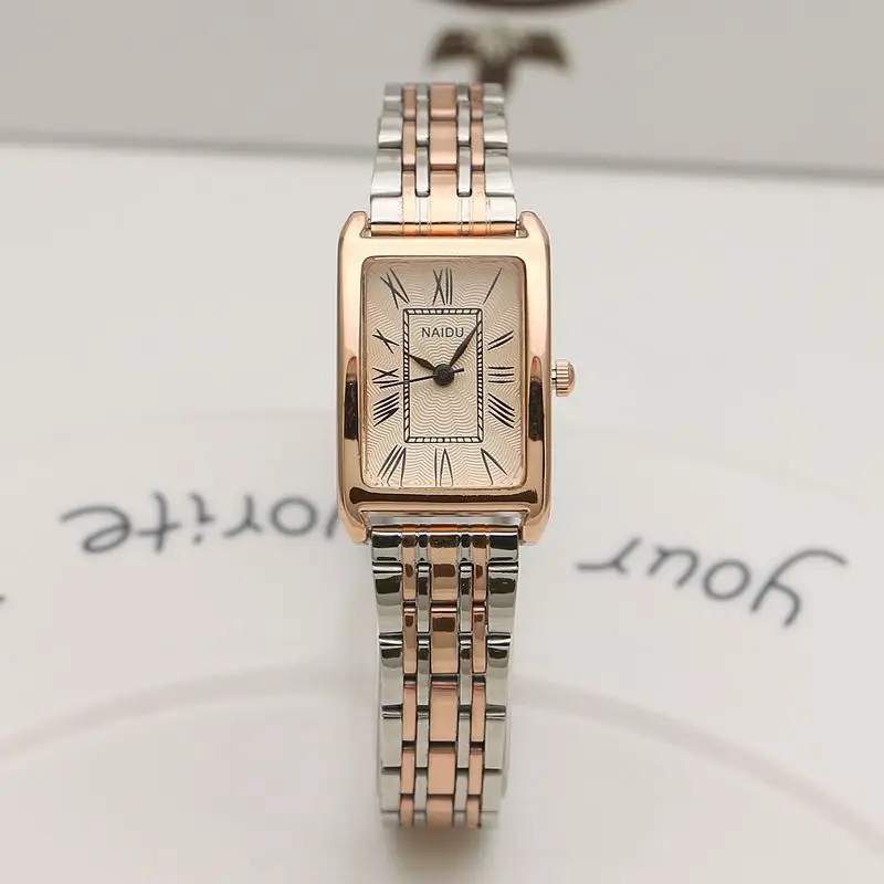 Fashion-Watches-for-Women-Rectangular-Roman-Scale-Ladies-Steel-Strap ...