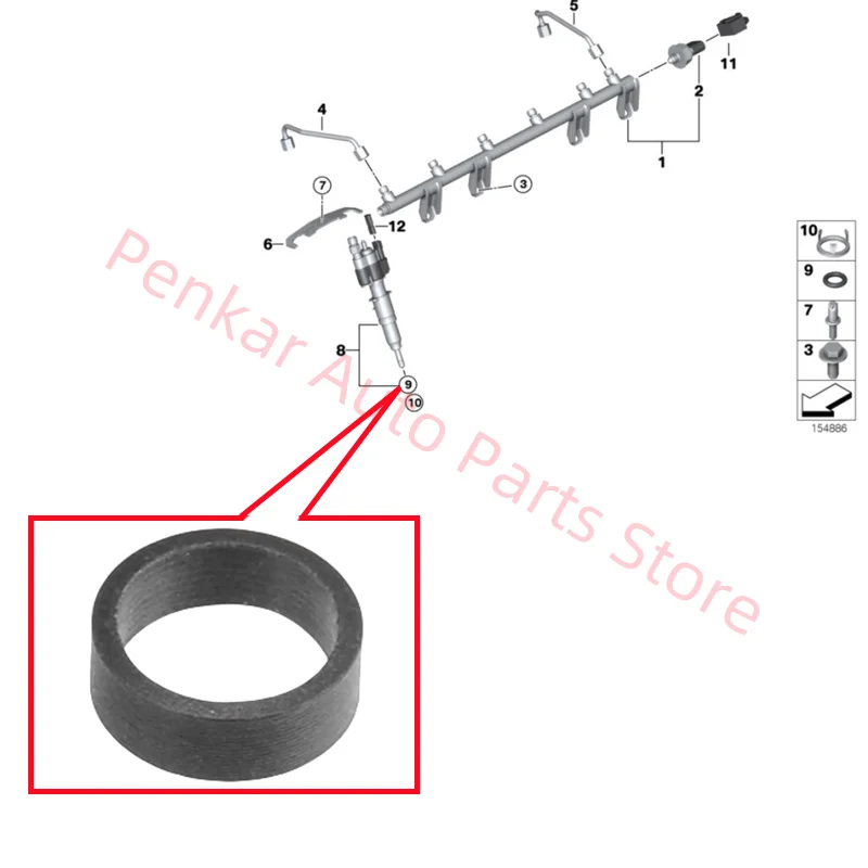 13537584315 Injector Seal For BMW E82 M Coupe E90 E91 E92 E93 335i F07 ...