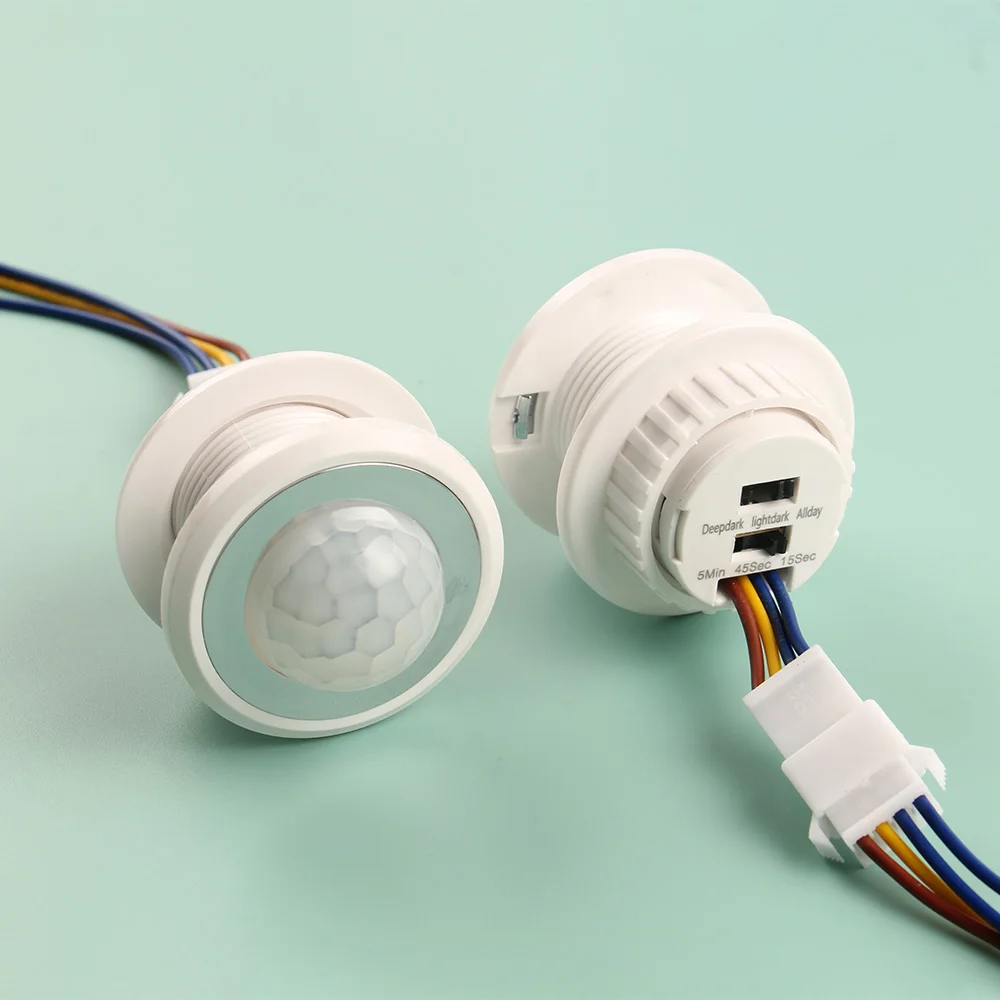 Time Light-sensing Adjustable 110V-220V LED PIR Infrared Motion Sensor ...