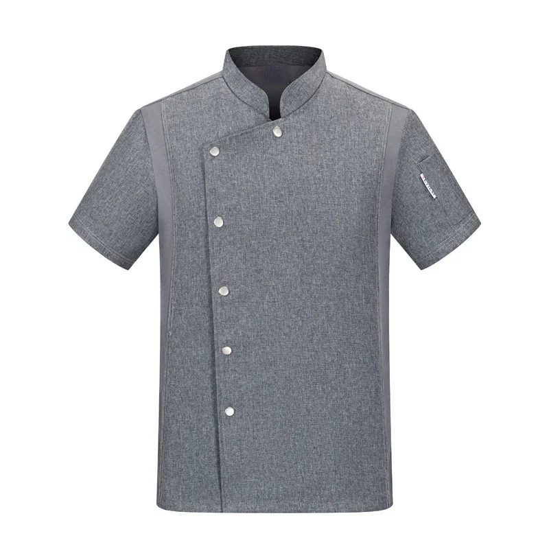 Short Sleeve Chef Jacket Grey For Men Women Restaurant Hotel Kitchen ...