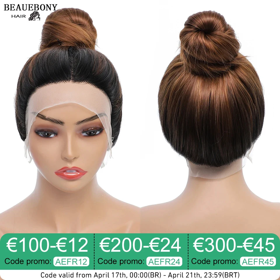 Perruque Lace Front Wig synthétique lisse ombré brun 360, 13x4 ...