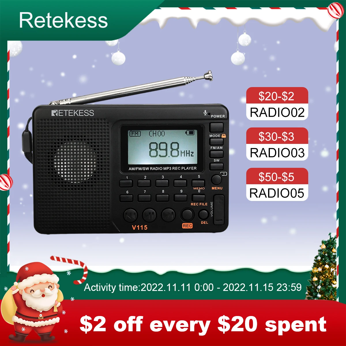 RETEKESS-V115-Radio-FM-AM-SW-Portable-Radios-AM-FM-Rechargeable ...