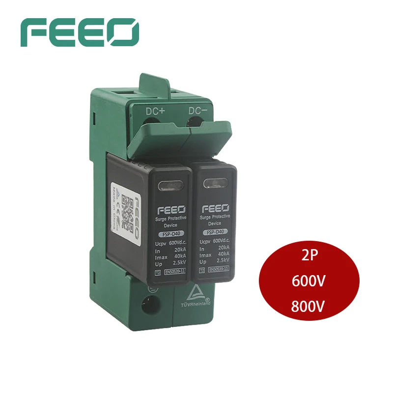Feeo Dc Spd 2p 600v 800v 20ka~40ka Tuv & Ce Din Rail Solar Outdoor ...