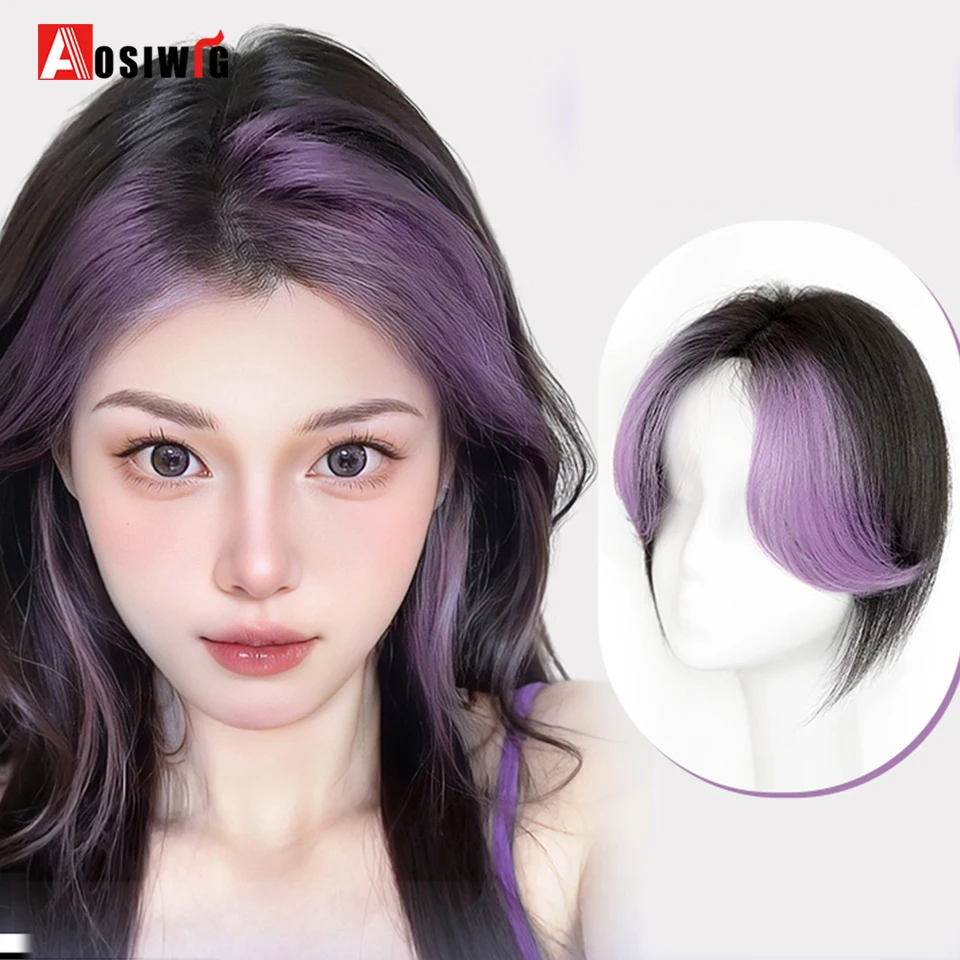 Synthetic-Highlight-Dyeing-Middle-Parted-Bangs-Hair-Clip-In-Bangs ...