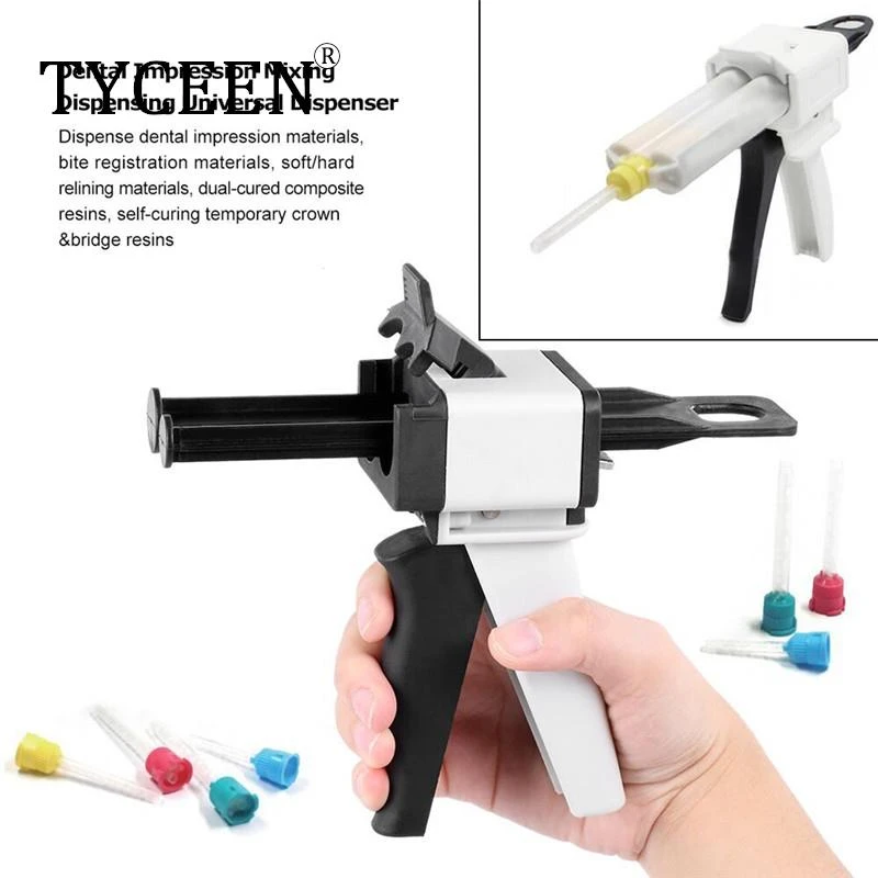 Dental Impression Mixing Dispensing Gun Universal Dispenser Gun 1:1 /1:2 Silicon Rubber ...