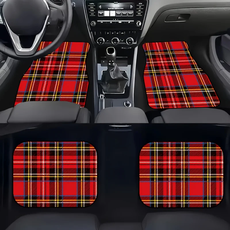 Red and Black Buffalo Plaid 4pcs Car Floor Mats Set for SUV Truck Van ...