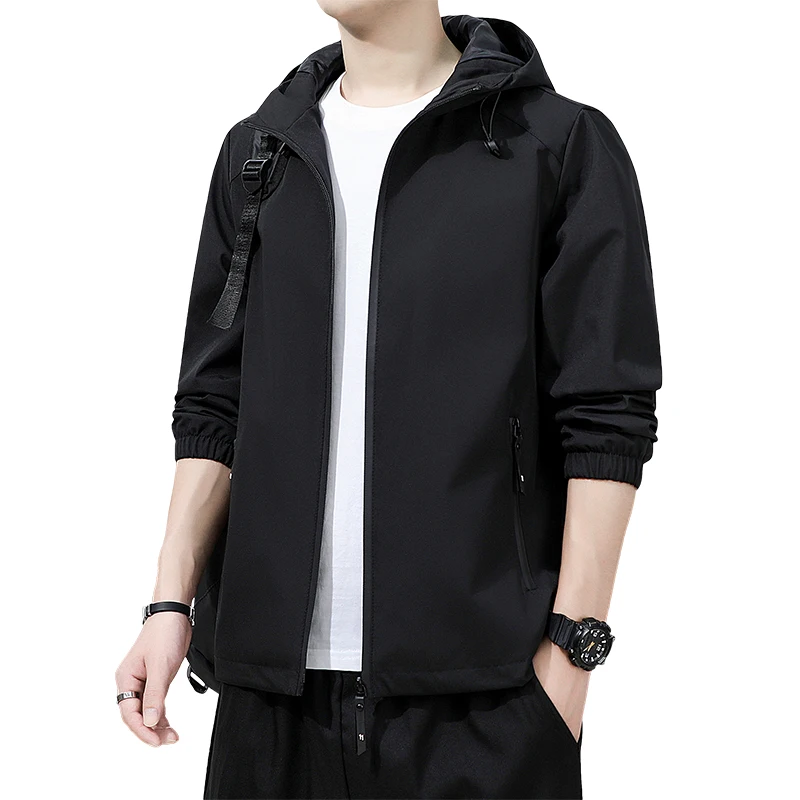 SUPUSCREAT Fashion Men Jacket Hooded Solid Coats Zipper Windproof ...