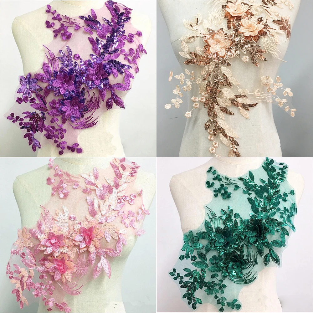 1Pc Lace Applique Wedding Dress Clothing Decoration Material diy ...
