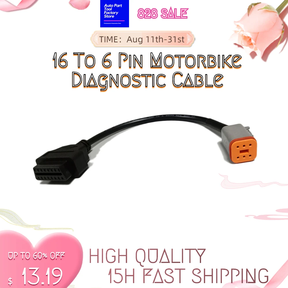 Newest 16 To 6 Pin Motorbike Diagnostic Cable Motorcycle OBD-II ...