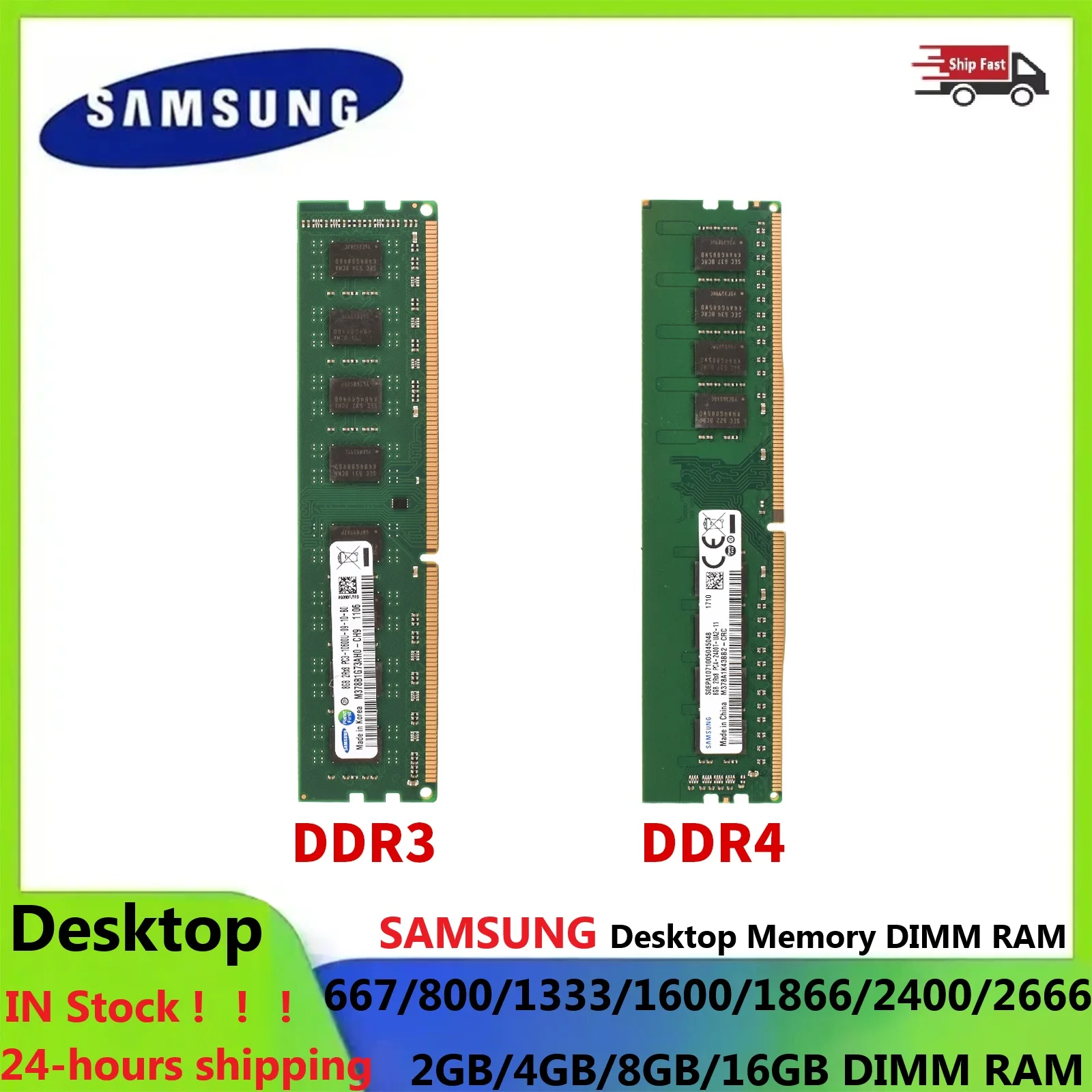 SAMSUNG-Desktop-Ram-DIMM-Memory-DDR3-1866-1600-1333MHz-DDR4-3200-2666 ...
