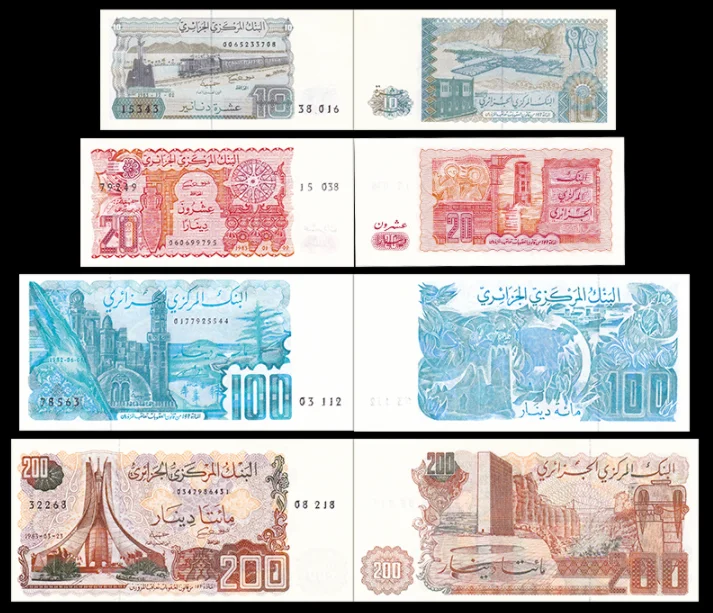 1982-1983 Algeria 10 20 100 200 Dinars Original Notes UNC ( (Fuera De ...