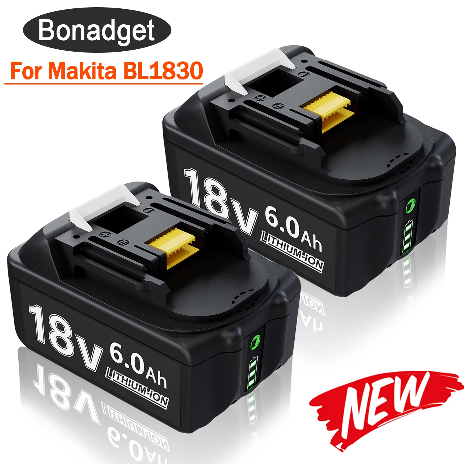 Bonadget recarregável 18v 6000mah li ion bateria para makita bl1830 bl1815 bl1860 bl1840 194205 ...