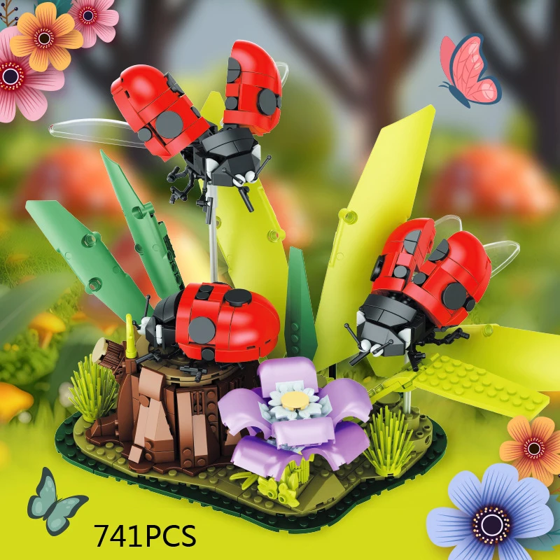Idea Insect Garden Flower Building Block Ladybug Model Construction ...