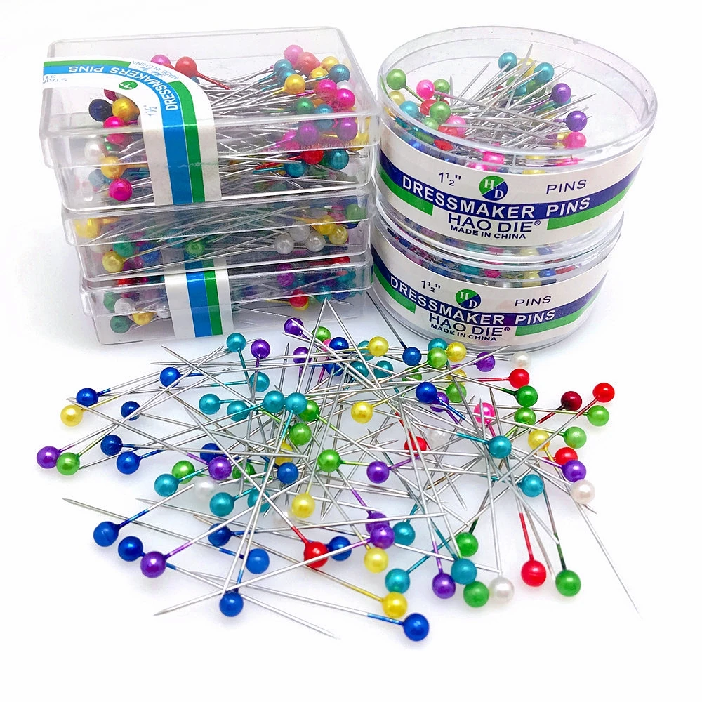 160-200Pcs-38cm-Colorful-Round-Pearl-Head-Needles-Stitch-Straight-Push ...