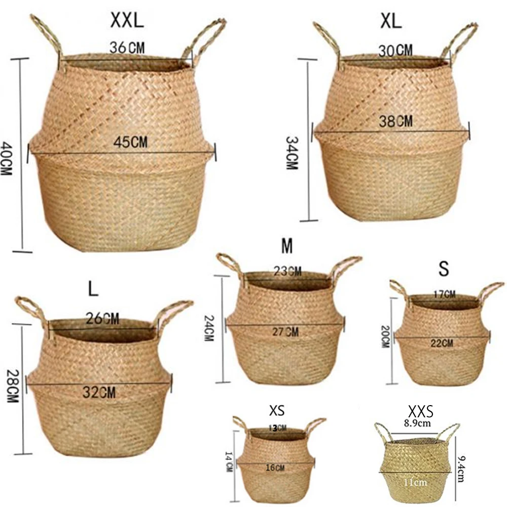Seaweed-Wicker-Storage-Baskets-Straw-Wicker-Rattan-Hanging-Flowerpot ...