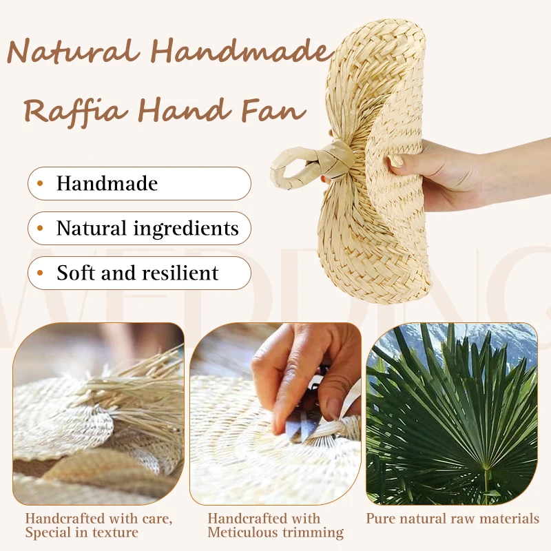 6-24PCS-Natural-Raffia-Hand-Fan-Wedding-Party-Woven-Bamboo-Fans-for ...