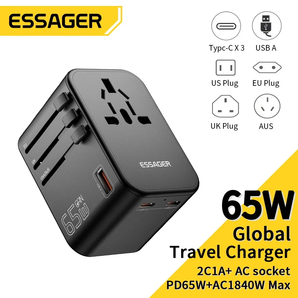 Essager-Universal-Travel-Adapter-All-in-one-Travel-Charger-With-65W-USB ...