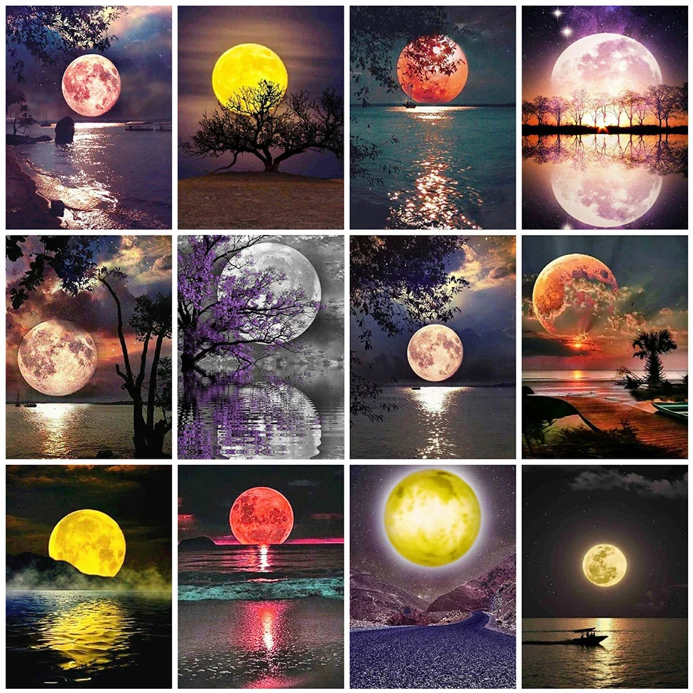 Evershine 5d Diy Diamond Painting Moon Full Square Diamond Embroidery ...