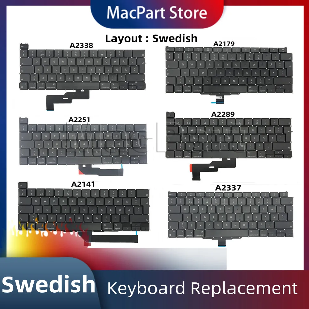 New Laptop Swedish keyboard Applicable For A1706A1708 A1989 A1990 A2141 ...