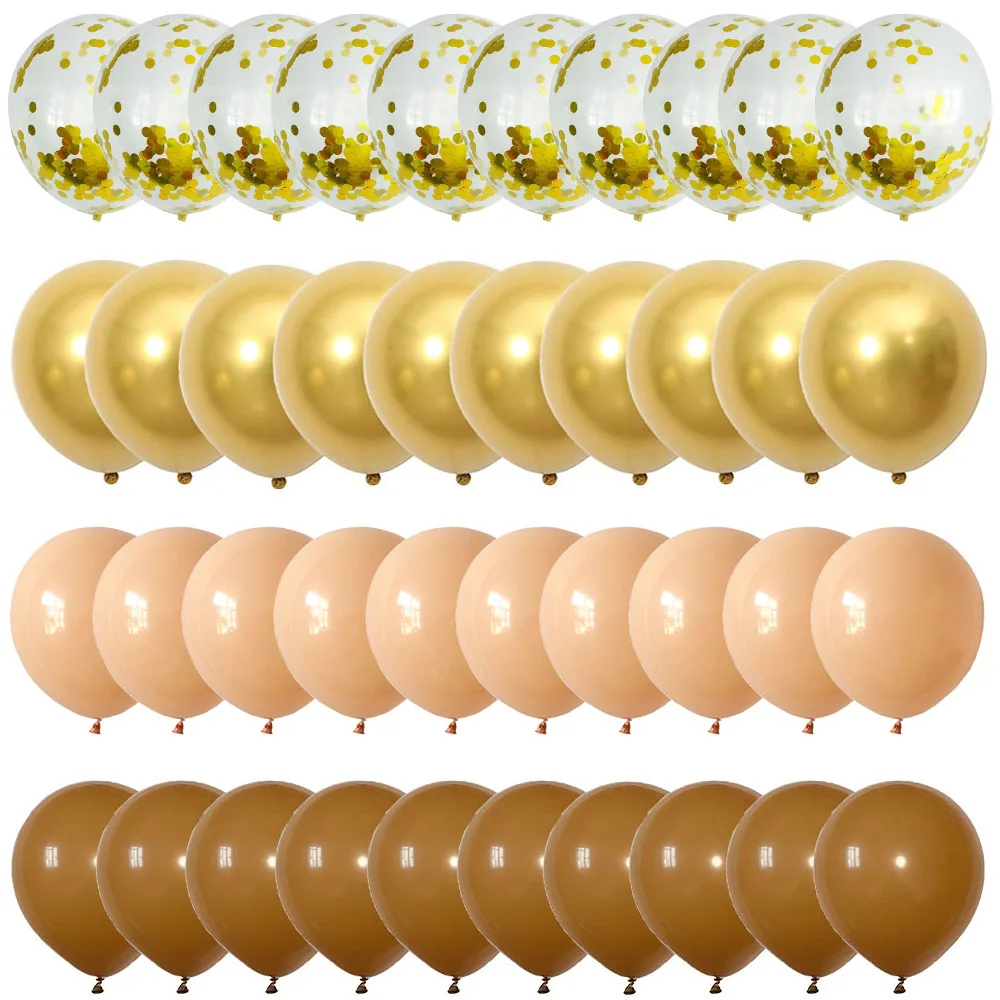 40pcs-lot-10inch-Retro-Coffee-Brown-Balloons-Gold-Confetti-Latex-Baloon ...