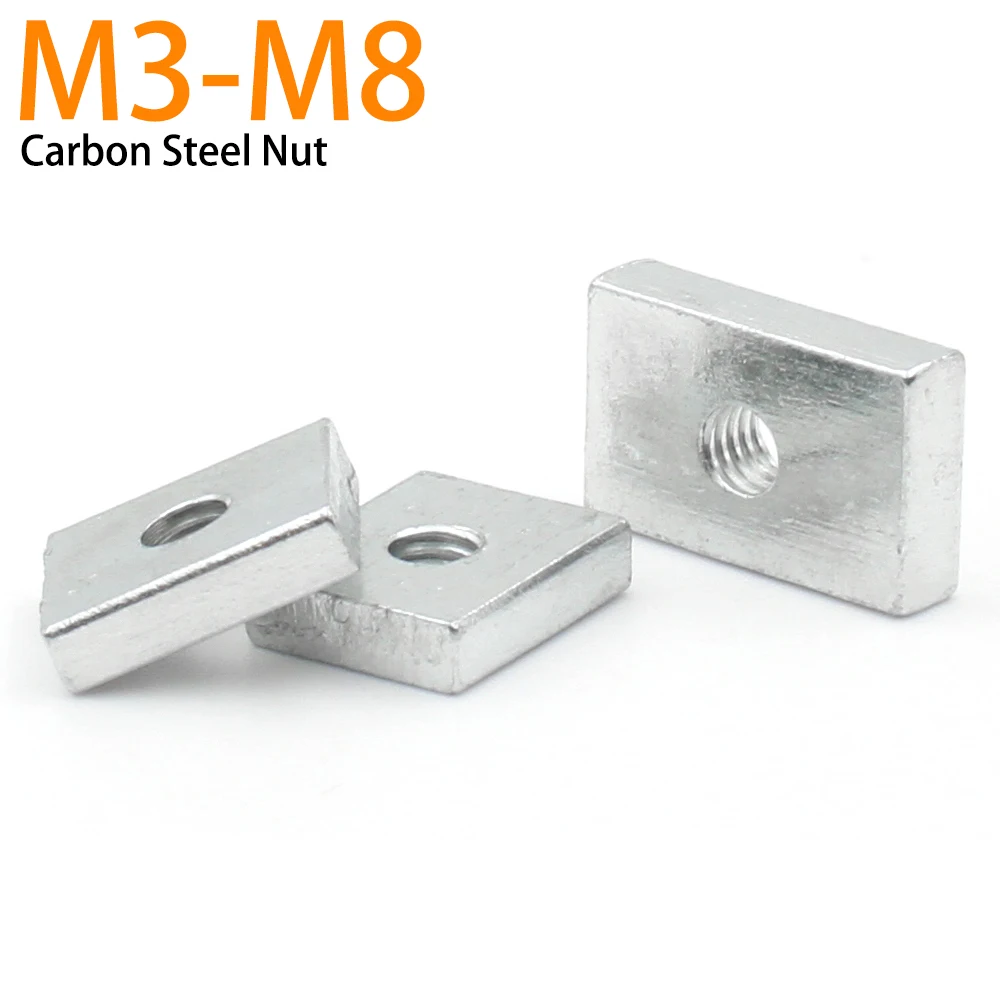 10-50pcs-M3-M4-M5-M6-M8-Zinc-Plated-Carbon-Steel-Square-Nut-Thin ...