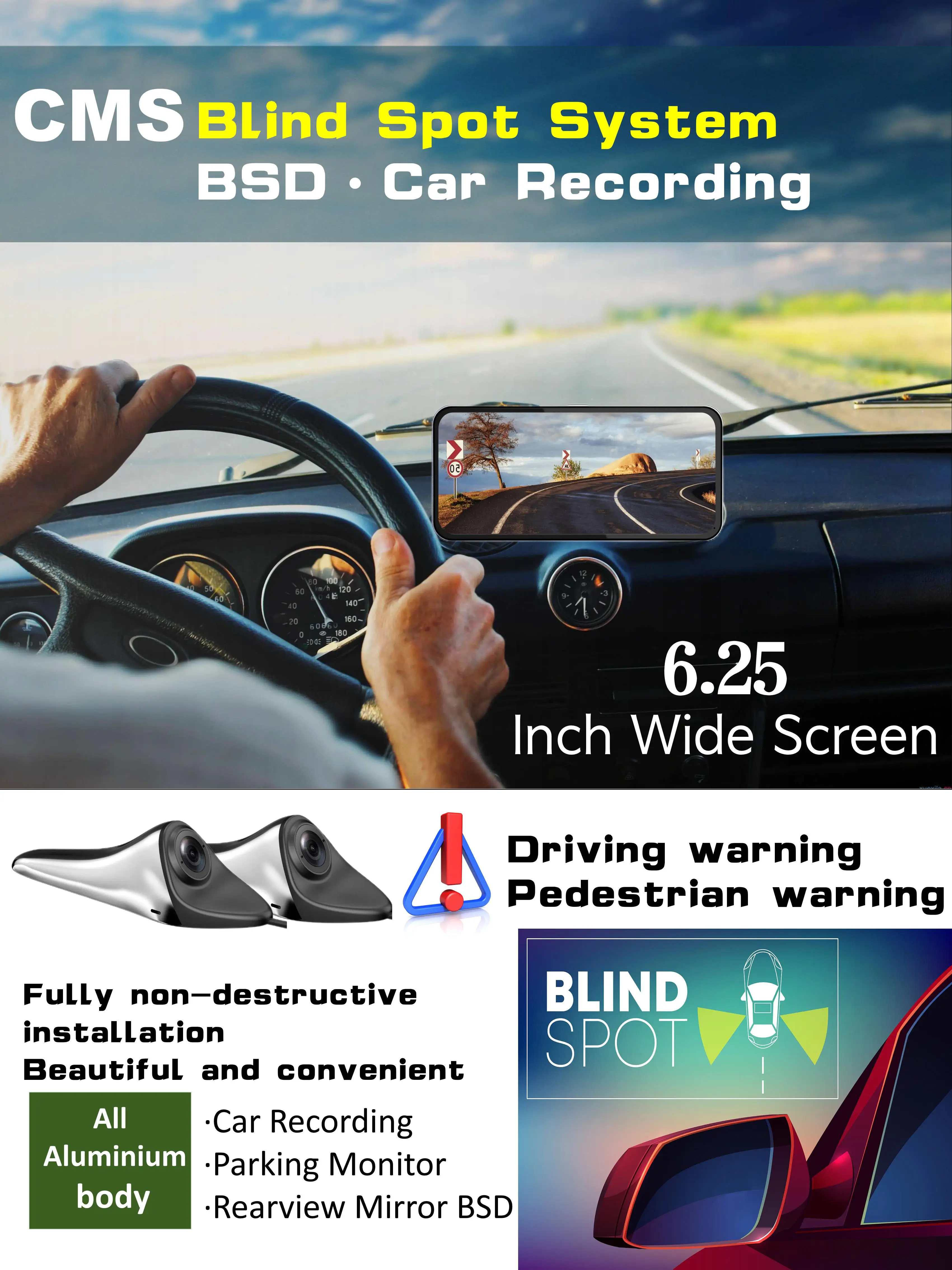 Universal-6-25-Inch-HD-Car-Electronic-Rearview-Mirror-BSD-Warning ...