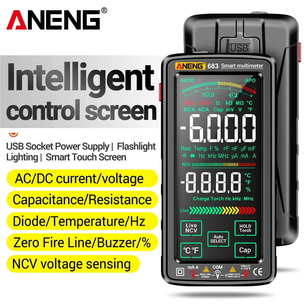 ANENG 683 6000 Counts Professional Multimeter AC/DC Voltage Test ...
