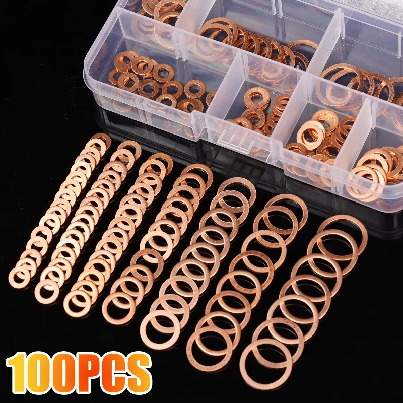 Copper Washer Sealing Gasket Flat Ring Seal Assortment Kit Oil Pan ...