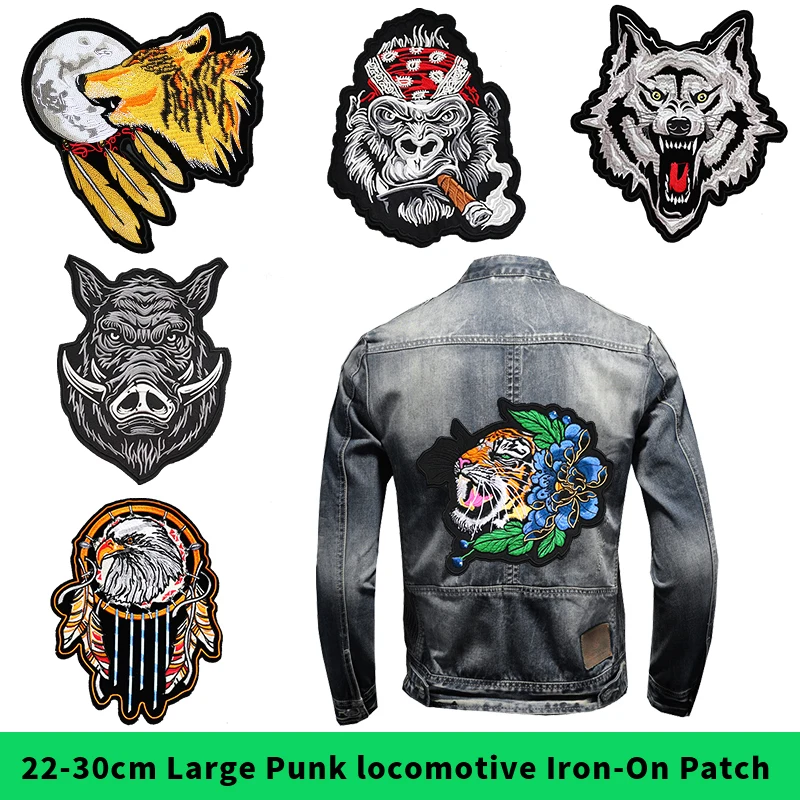 Wild-animals-and-smoking-gorillas-large-embroidered-punk-motorcycle ...