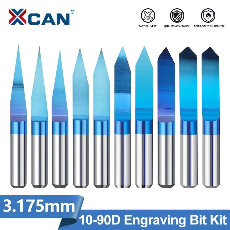 XCAN-PCB-Engraving-Bit-10-90D-V-Shape-Tip-End-Mill-Tungsten-Carbide-PCB ...
