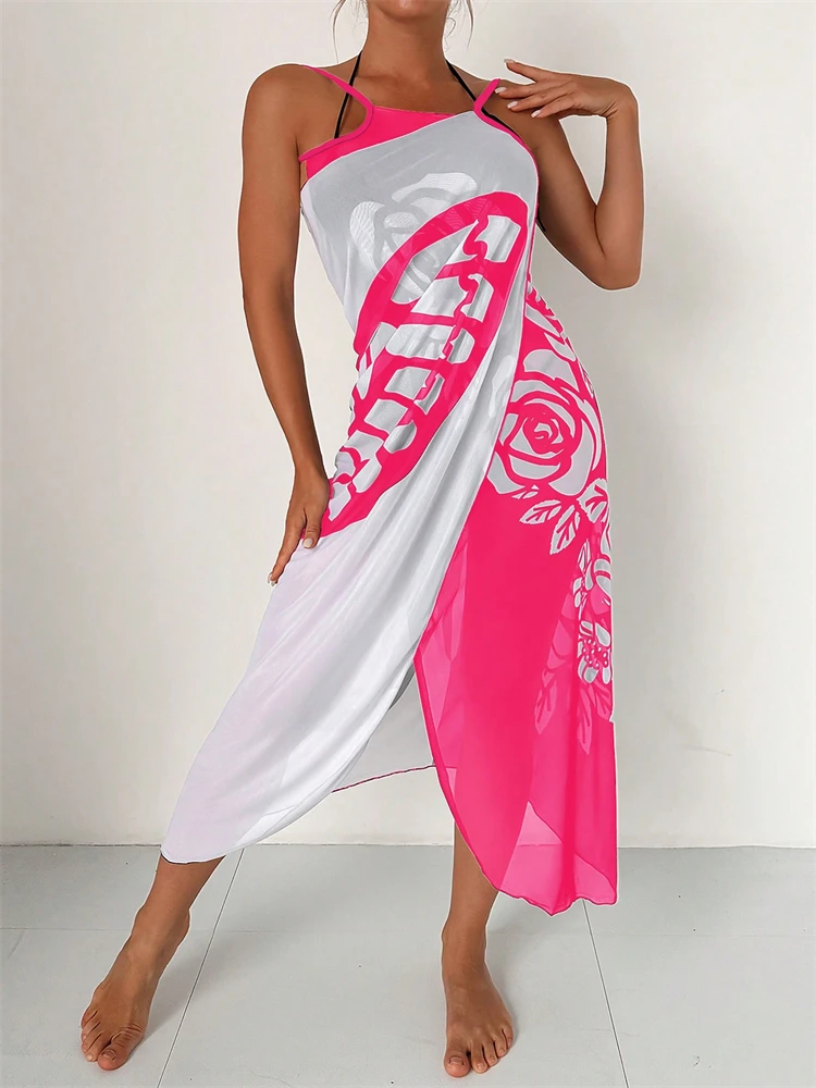One Piece Women Swimsuit Cover Up Smock Cloak 2026 New Butterfly Print ...