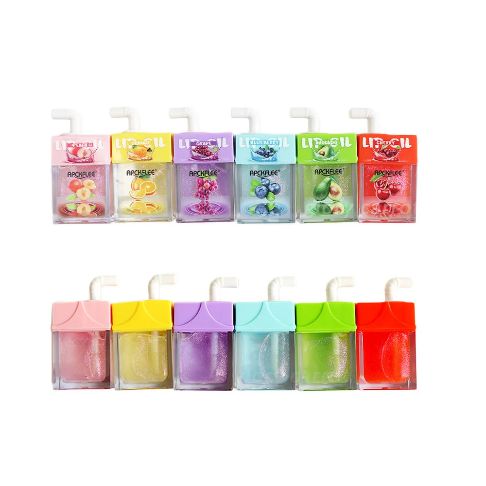 6Pcs-Cute-Juice-Box-Lip-Gloss-Set-Fruit-Flavor-Smooth-Transparent ...