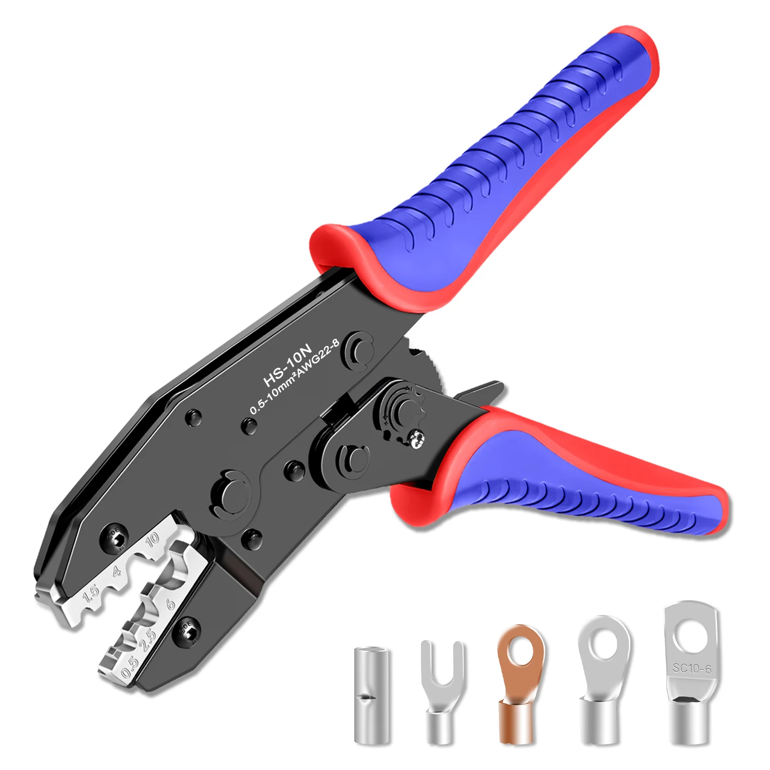 HS-10N Wire Crimping Plier C45/SC/UT/OT Bare Non-Insulated Terminals ...