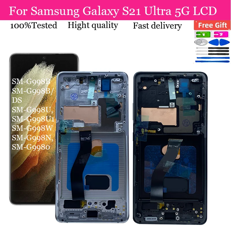 OLED-For-Samsung-Galaxy-S21-Ultra-LCD-G998-G998B-G998U-With-Frame ...