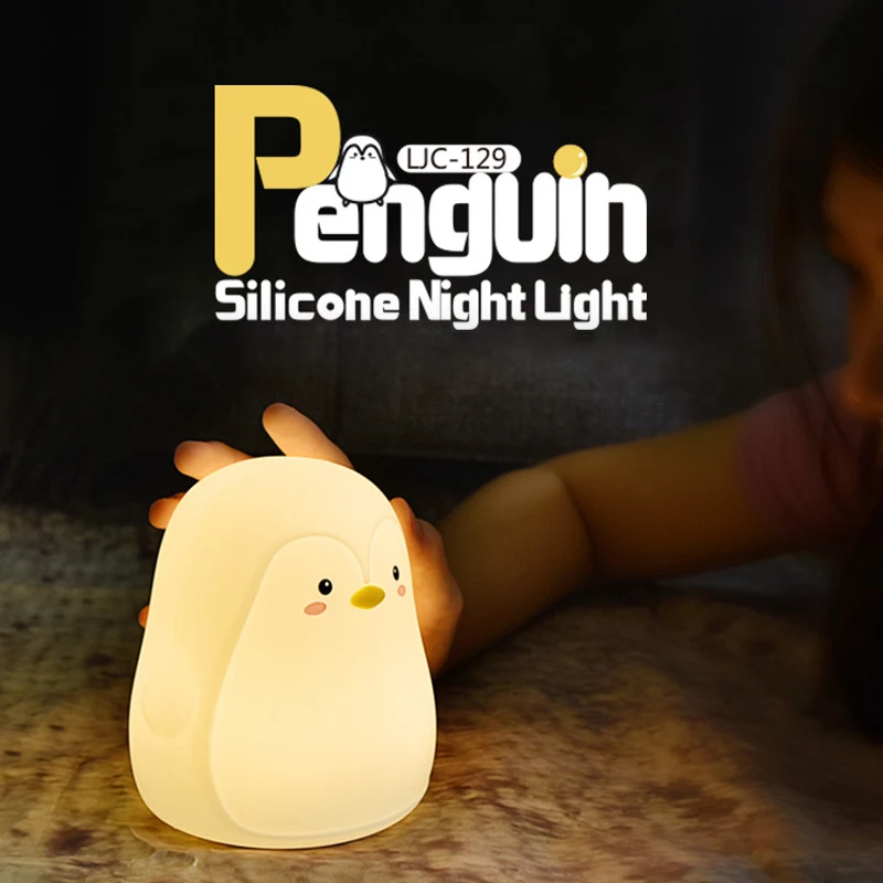 Cute-Penguin-LED-Silicone-Night-Light-USB-Rechargeable-Night-Lamp ...